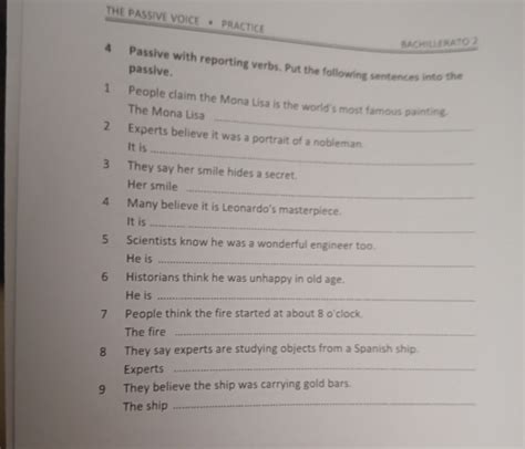 Solved The Passive Voice • Practice Bachillerato 2 4 Passive With
