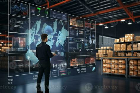 Futuristic Technology Retail Warehouse Digitalization 25474106 Stock
