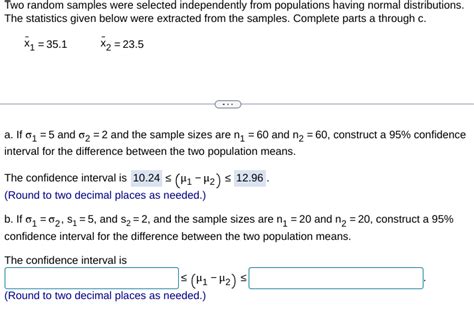 Solved Two Random Samples Were Selected Independently From
