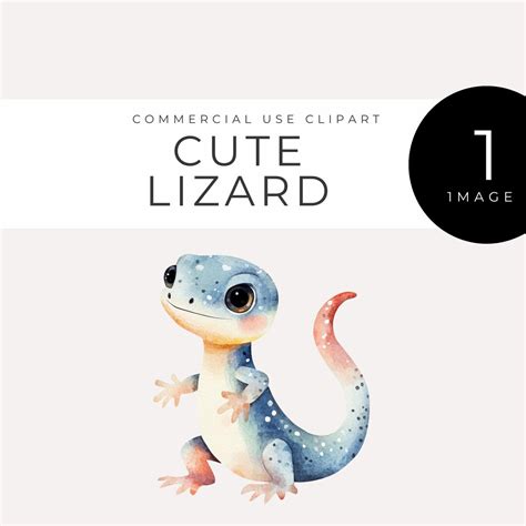 Cute Lizard Clipart Instant Download Watercolor Reptile Png Adorable