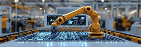 Robotic Arm Inspecting Circuit Board In Tech Environment Stock Illustration Illustration Of