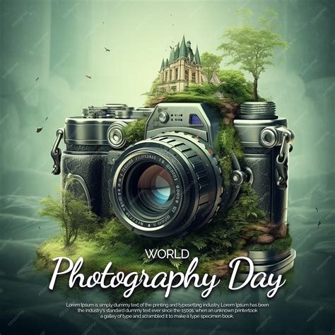 World Photography Day Poster Illustration Realistic Background Premium Ai Generated Psd