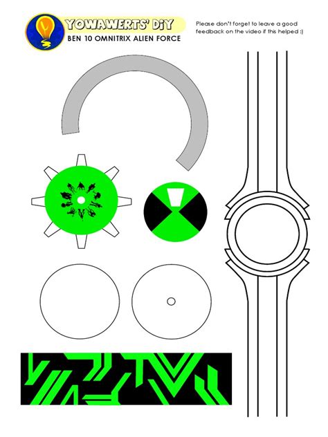 Diy Ben 10 Alien Force Omnitrix L Yowawerts Craft Pdf