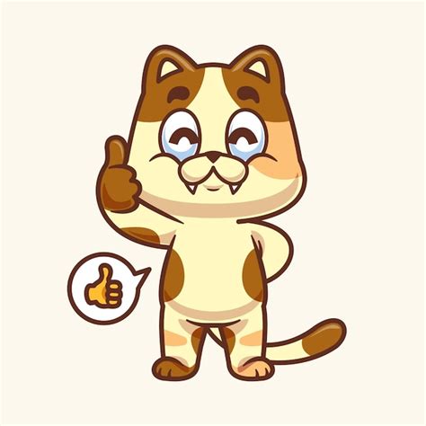 Premium Vector Cartoon Cute Cat Thumb Up Pose
