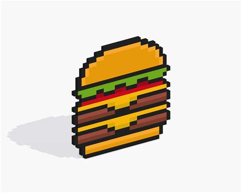 Pixel Hamburger Vector Pixel Art Burger Isolated Stock Vector Image