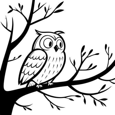 Line Art Owl On Tree Branch 60631498 Vector Art At Vecteezy