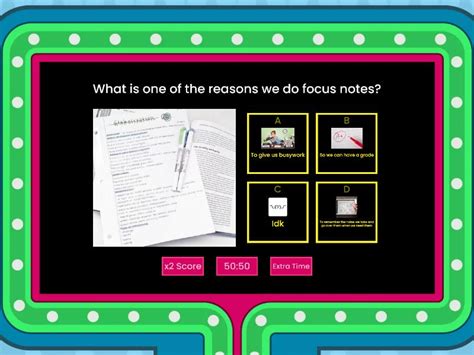 Avid Note Takingfocus Notes Gameshow Quiz