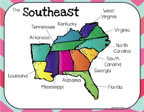 Southeast Region Map With States And Capitals Printable Map