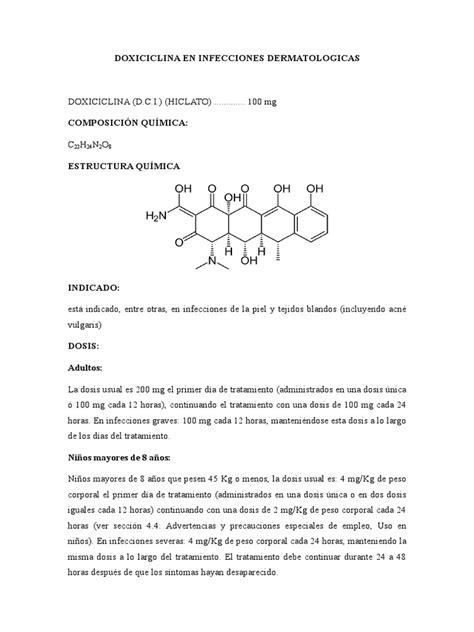 Doxiciclina En Dermatología Usos Y Estructura Pdf Farmacología