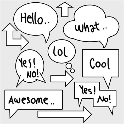 Premium Vector Doodle Set Of Comic Speech Bubbles With Words Hello