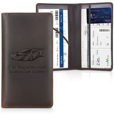 Polare Full Grain Leather Car Registration And Insurance Card Holder