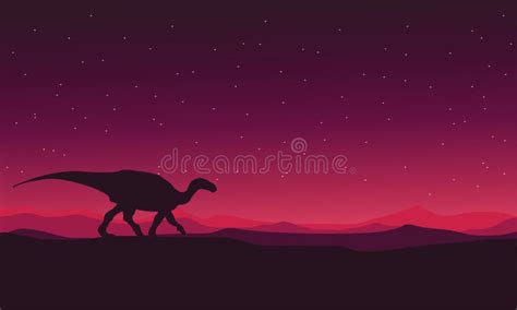 Iguanodon Dinosaur Full Skeleton Photo Realistic Side View Stock