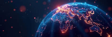 Glowing Network Connecting Continents On A Futuristic Earth Globe Globe Internet Stock