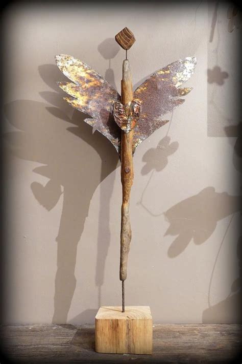 Angel Rust Assemblage Bois Et Métal Rouillé Driftwood Rust