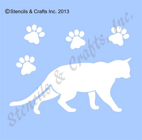 Cat Stencil Walking Cat Stencil Paws Stencil Scrapbook Cat Template