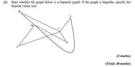 Solved D State Whether The Graph Below Is A Bipartite