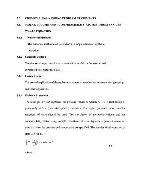 Sample Problems 3 Chemical Engineering Problem Statements 3 Molar