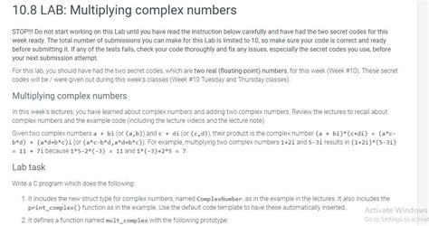 Solved LAB Multiplying Complex Numbers STOP Do Not Chegg