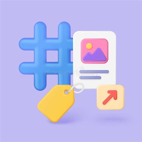 3d Hashtag Symbol With Social Media Icons Stock Illustration