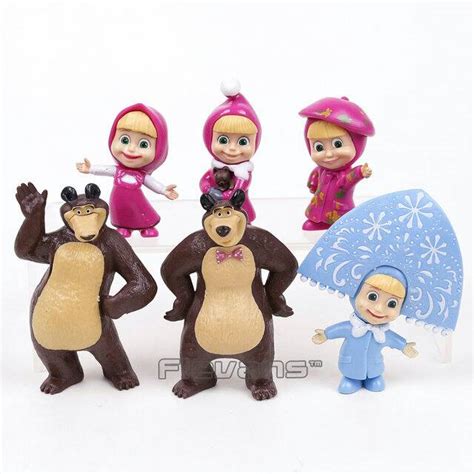 Jual Masha And The Bear Isi 6 Action Figure Miniatur Topper Pajangan