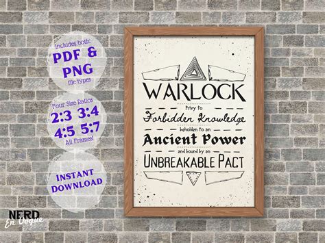 Dnd Poster For Dnd Warlock Class Player T Dungeon Master Etsy