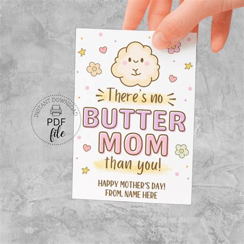Printable Cute Happy Mothers Day T Tag Theres No Butter Mom Than