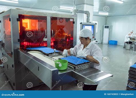Aseptic Workshop Pharmaceutical Packaging Assembly Line Editorial Image