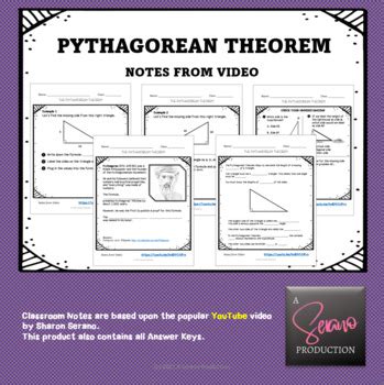 Pythagorean Theorem NOTES By A Serano Production TPT