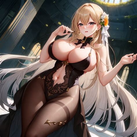 Rule 34 1girls Ai Generated Big Breasts Black Clothing Blonde Hair