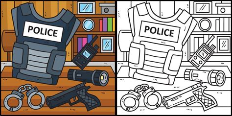 Police Officer Equipment Coloring Illustration 23093738 Vector Art At
