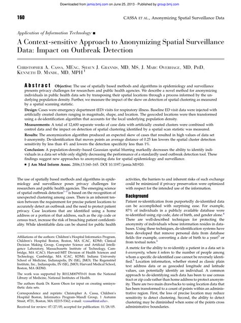Pdf A Context Sensitive Approach To Anonymizing Spatial Surveillance Data