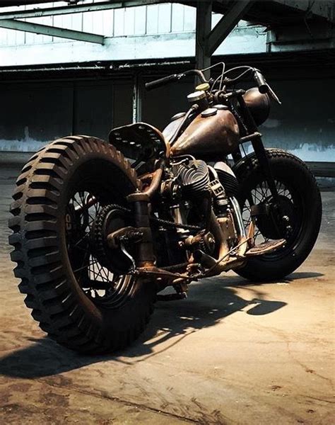 Vintage Bobber Motorcycle In Warehouse Custom Vintage Bike Style
