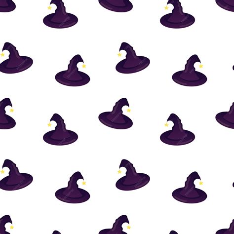 Premium Vector Witch Hats With Star Vector Seamless Pattern Halloween