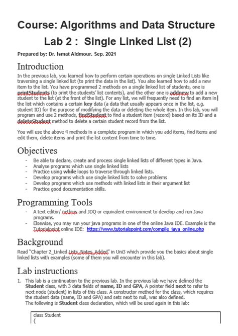 Course Algorithms And Data Structure Lab Single Chegg
