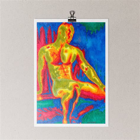 Fully Nude Male Watercolor Erotic Art Gay Male Art Full Etsy