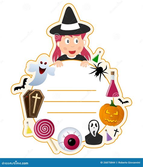 Halloween Girl Book Cover Frame Stock Vector Illustration Of Fantasy