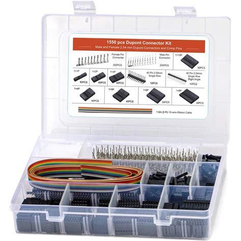 Jual 1550pcs 2 54mm Pitch Wire To Wire Dupont Connector Kit Includes Pin Headers Jumper Wire