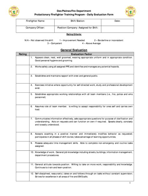 Fire Department Training Report Template