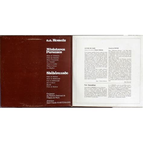 André Hossein Miniatures Persanes Shéhérazade Hartemann De André