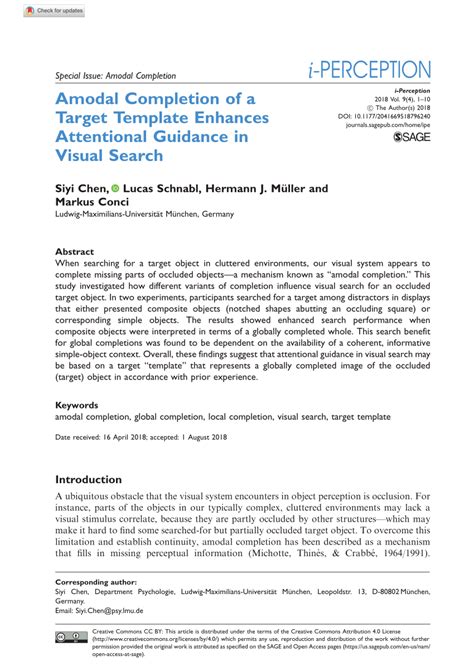 Pdf Amodal Completion Of A Target Template Enhances Attentional