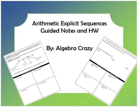 Arithmetic Explicit Sequences Guided Notes And Hw By Algebra Crazy