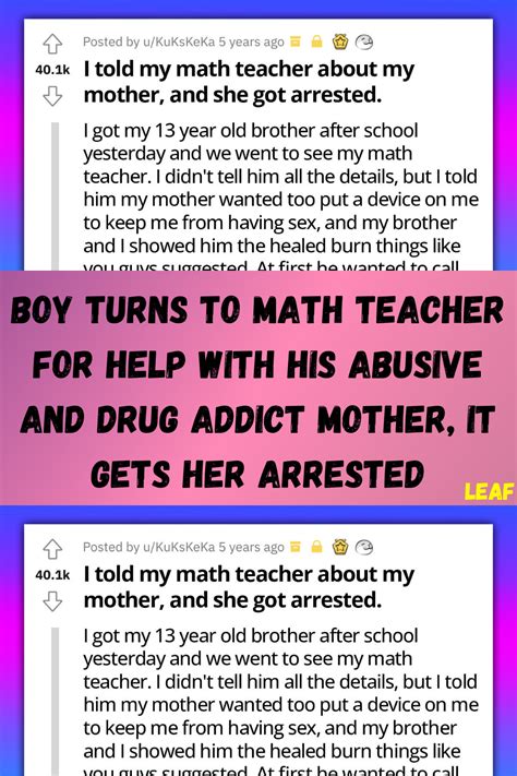 Boy Turns To Math Teacher For Help With His Abusive And Drug Addict