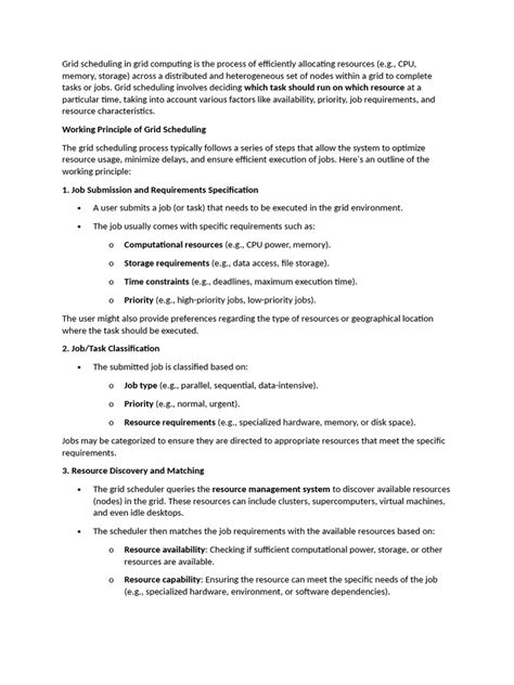 Working Principle Of Grid Scheduling Pdf Grid Computing