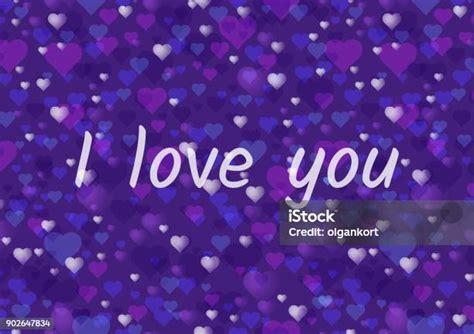 해피 발렌타인 데이 인사말 카드 또는 가로 배너입니다 울트라 바이올렛 바탕에 하트의 많은 현대 유행 색상입니다 벡터 일러스트