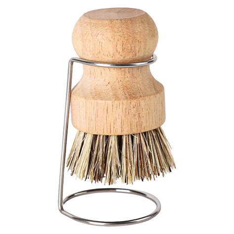 Bamboo Dish Brush Set With Fast Dry Stainless Steel Holder Natural