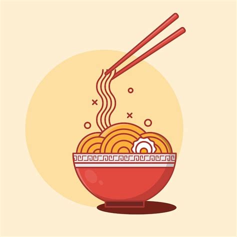 Premium Vector Flat Ramen Japanese Noodle Illustration