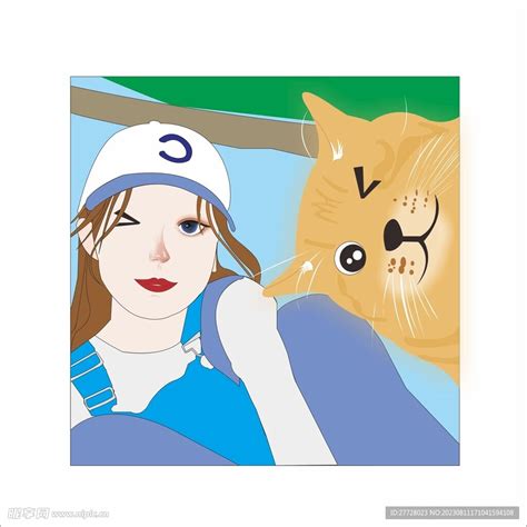 女孩与猫设计图卡通设计广告设计设计图库昵图网
