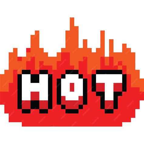 Premium Vector Pixel Art Hot Text With Flame Background