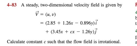 solved 4 83 ﻿a steady two dimensional velocity field is