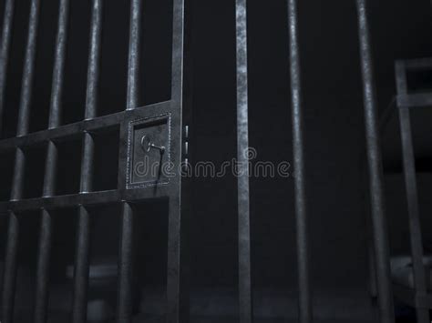 3d Render Of A Prison Cell Door And Lock Stock Illustration